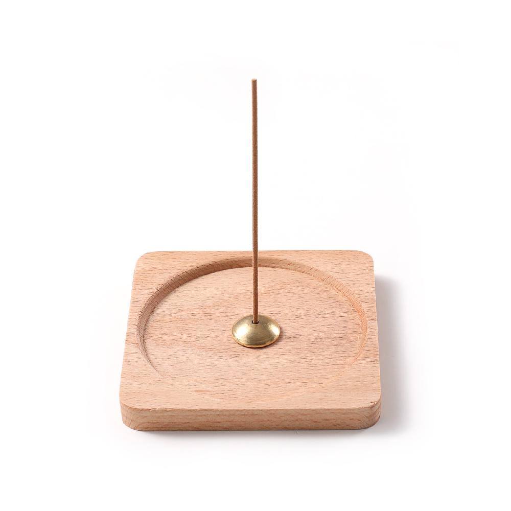 Maxery Solid Wood Base Incense Holder Walnut/Beech Brass Incense Stick ...