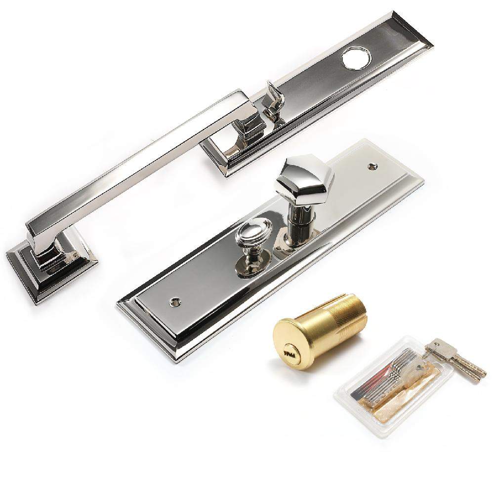 Maxery Modern Brass Entrance Door Handle Nickel Plated Long Panel ...